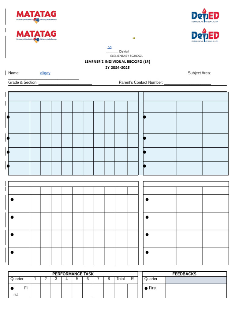 Individual Learners Record TEMPLATE | PDF | Academic Term | Educational ...