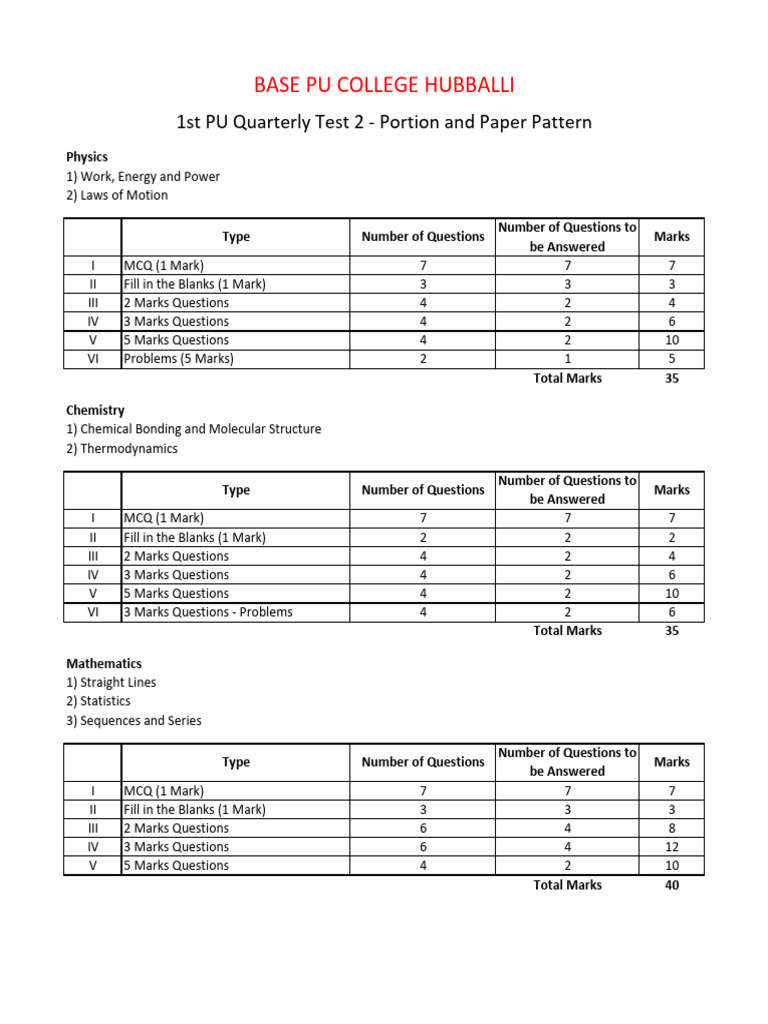 1st PU Quarterly Test Portion | PDF