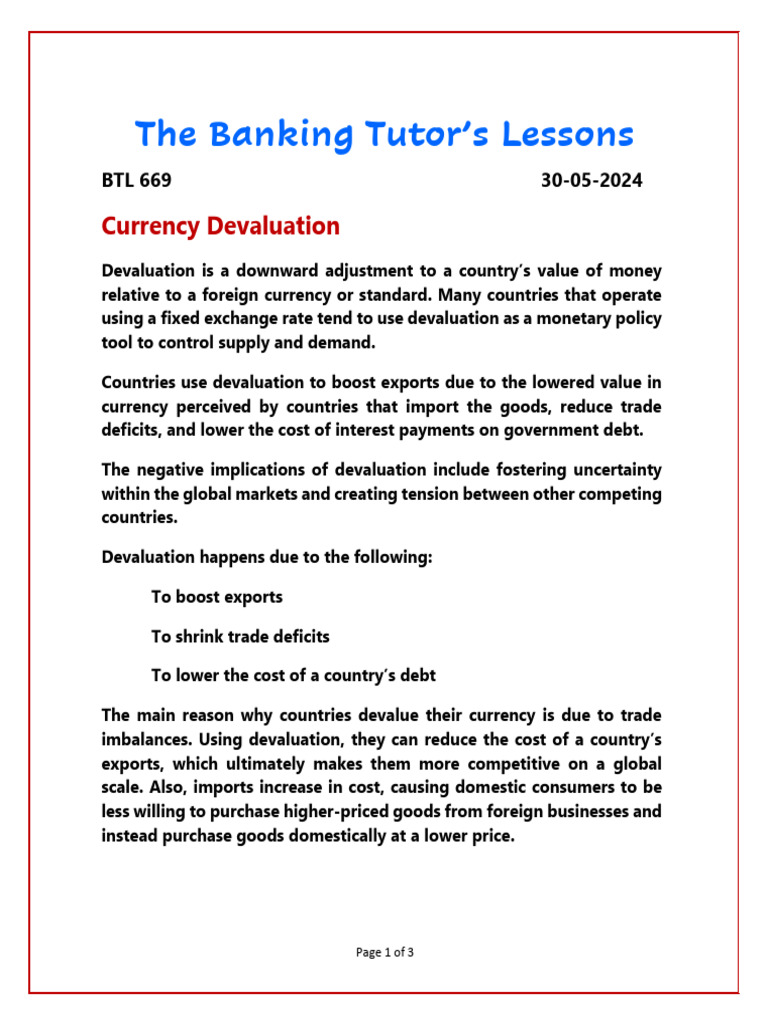 BTL - 669 - Currency Devaluation | PDF | Devaluation | Aggregate Demand