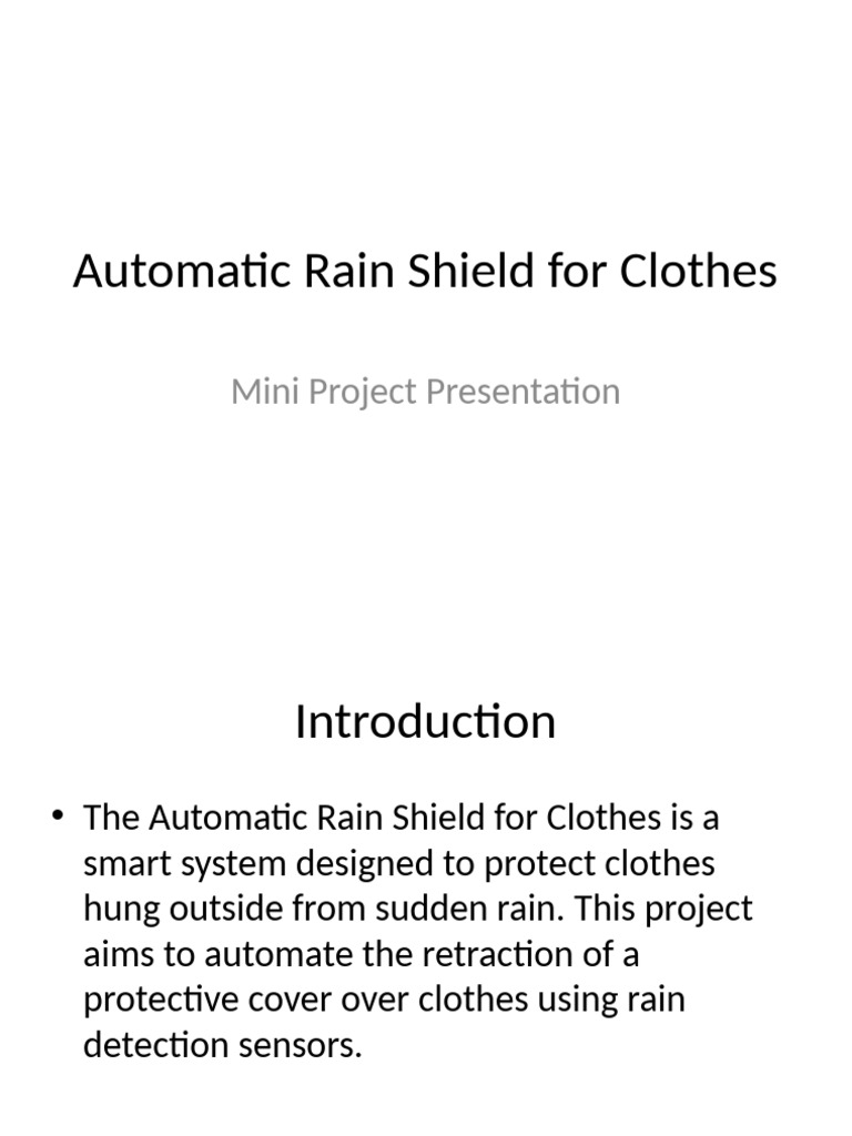 Automatic Rain Shield for Clothes Project | PDF