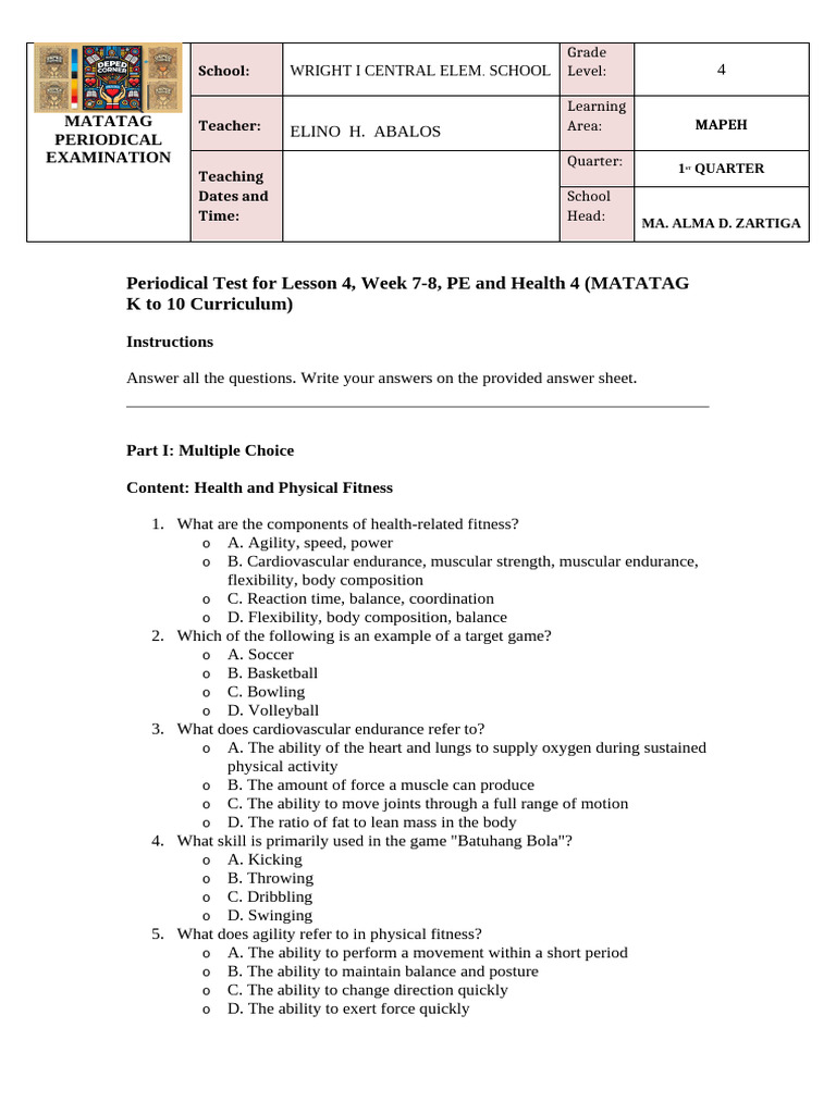 Pt-Week - Mapeh-Deped Corner Digitals | PDF | Physical Fitness | Flexibility (Anatomy)
