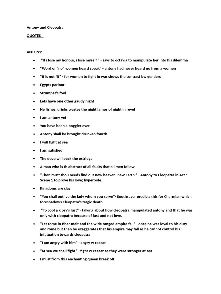 Antony Cleopatra Quotes