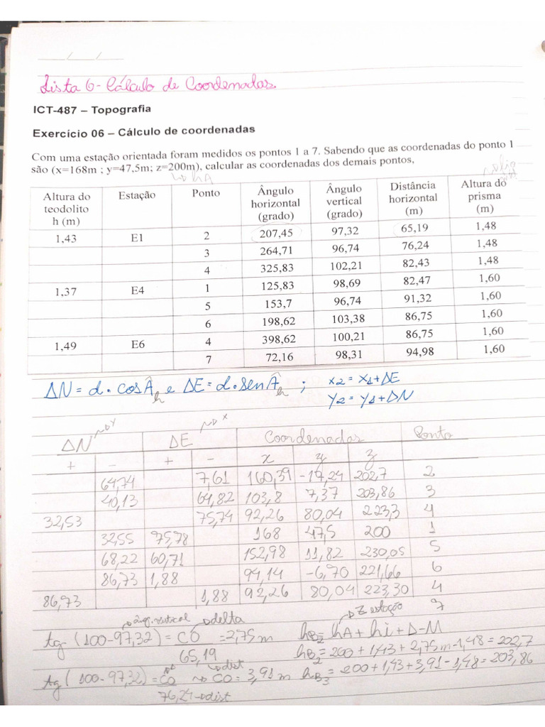 Lista 6 Topografia | PDF