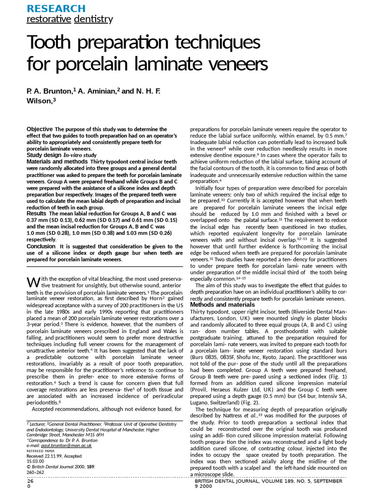 Tooth Preparation Techniques For Porcela | PDF | Tooth Enamel | Tooth