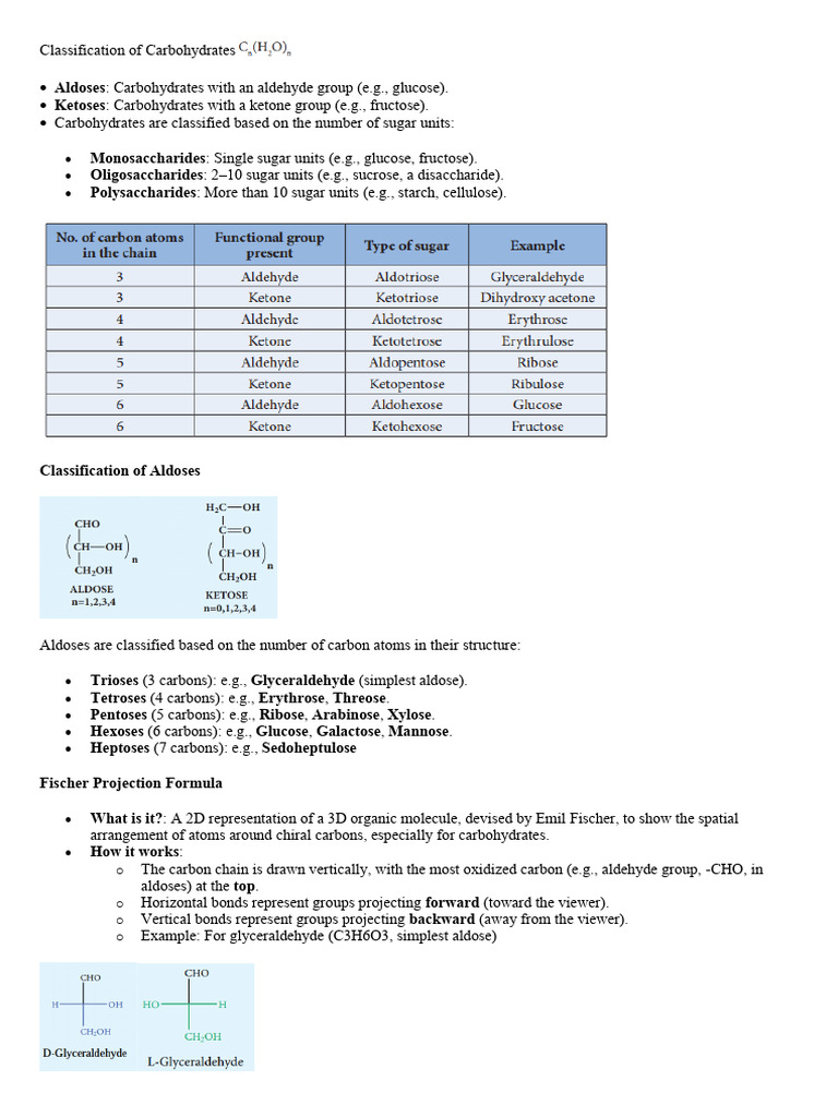 Classification of Carbohydrates | PDF | Carbohydrates | Glucose