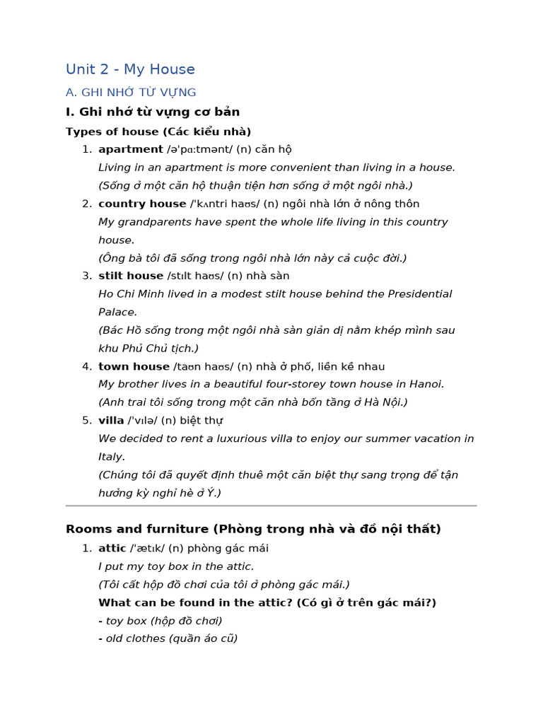 V.G6 - Unit 2 - My House | PDF | Home | Room