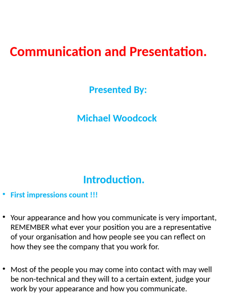 Section 1 - Communication and Presentation | PDF