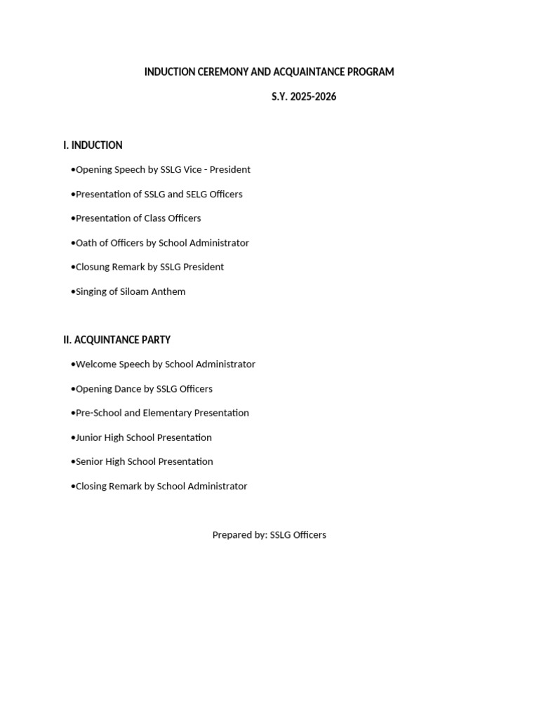 Induction and Acquaintance Program | PDF