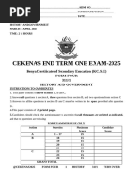 KCSE History Paper 2 Exam 2025 | PDF