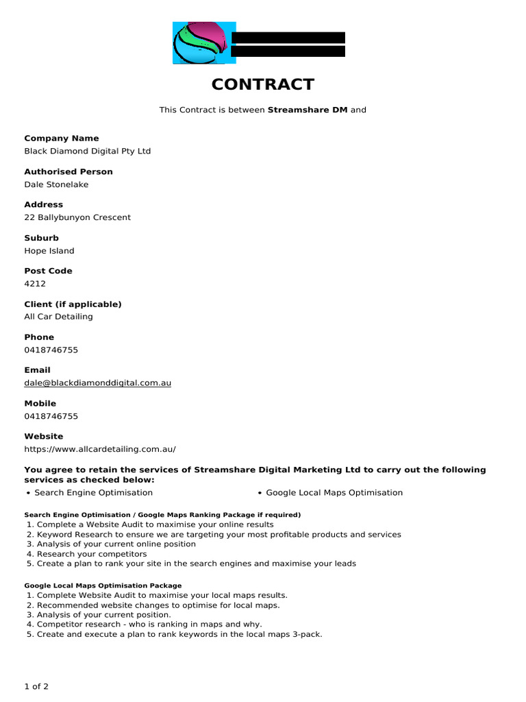 Contract-Black Diamond Digital Pty Ltd-25!06!2025 | PDF