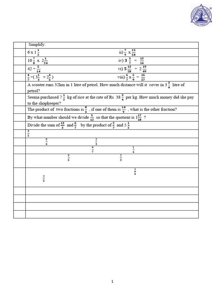 S2 MATHS CHAPTER2 Fractions 202526 | PDF