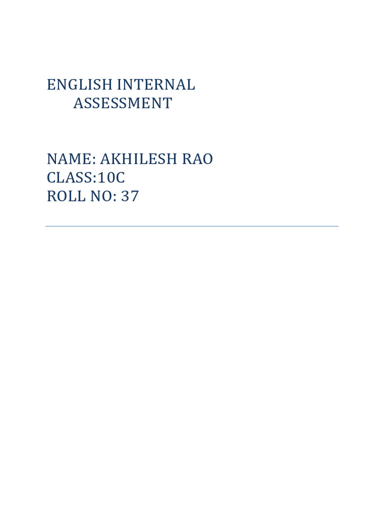 English Internal Class Sec Roll No3 | PDF