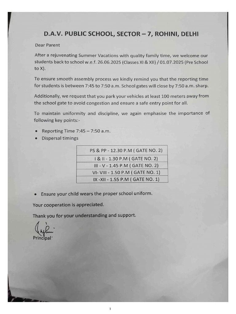 Circular Reopen After Summer Vacation | PDF