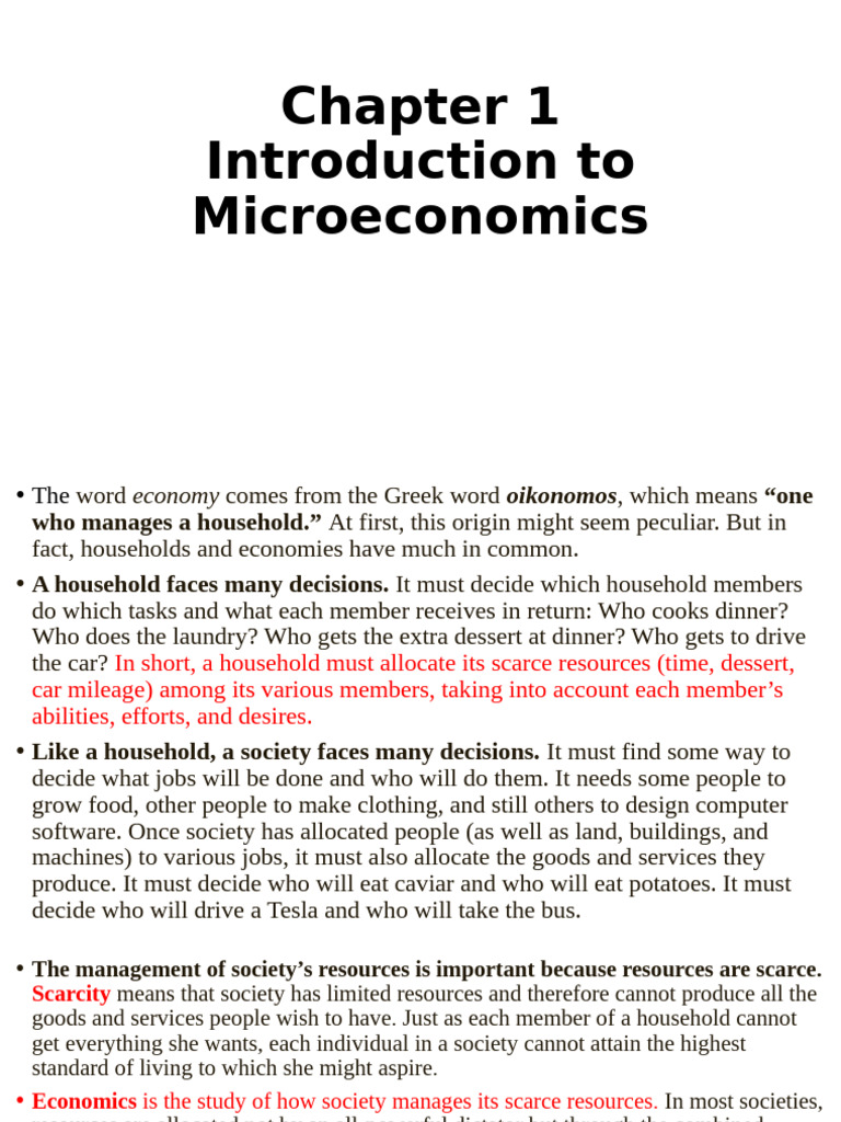 Chapter 1 Introduction To Microeconomics Class | PDF | Economics ...