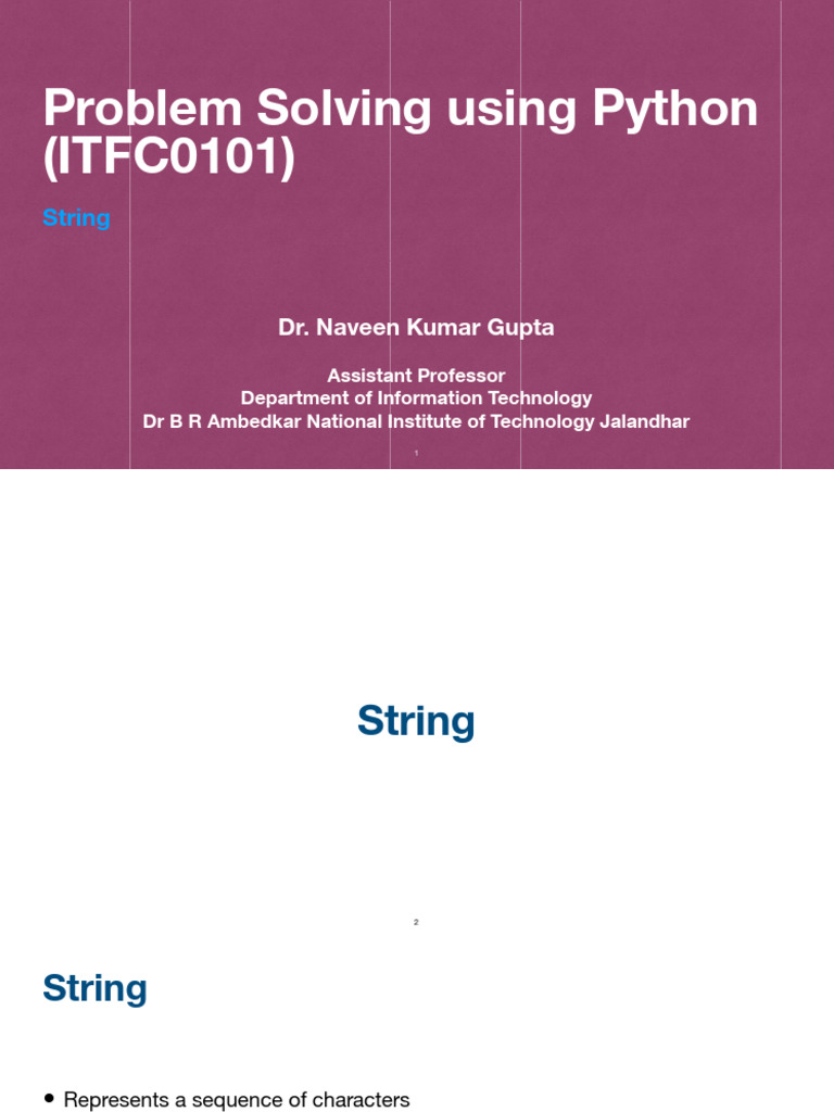PSP Lecture 11 - 12 String | PDF | String (Computer Science) | Integer (Computer Science)