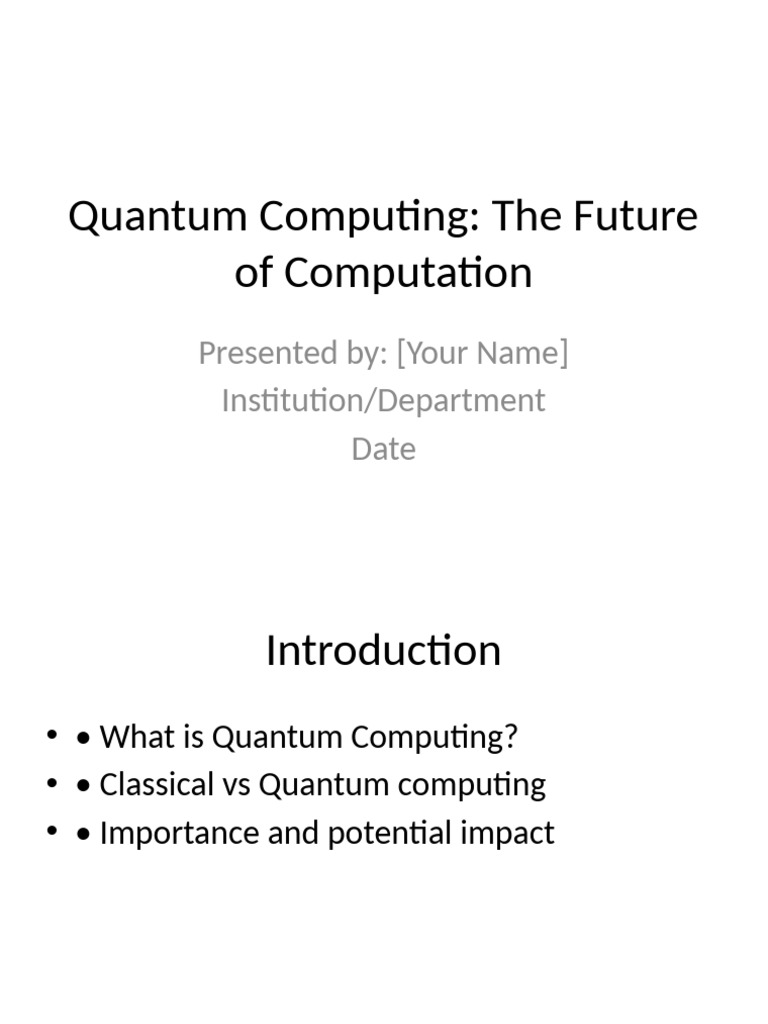 Quantum Computing Seminar Presentation | PDF