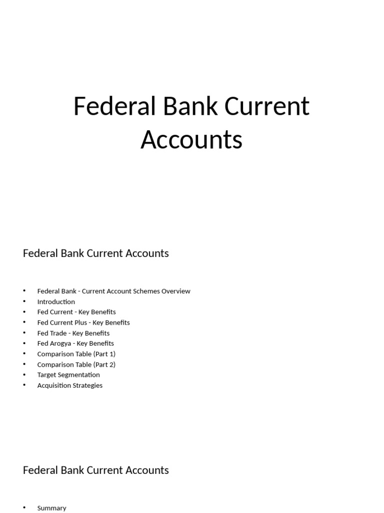 Federal Bank Current Accounts | PDF | Money | Private Sector