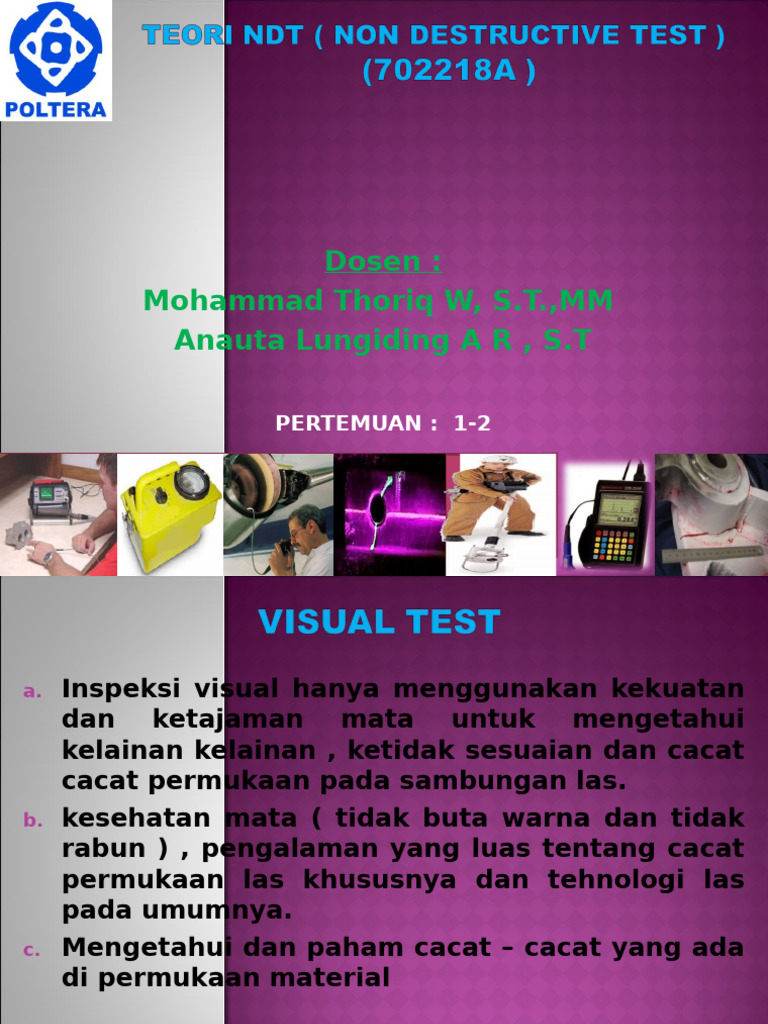 Teori NDT - Visual Test For Wleidng | PDF