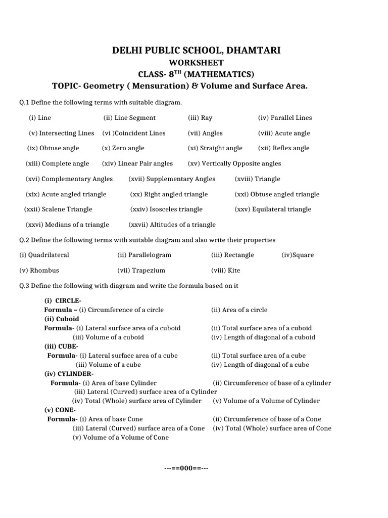 Delhi Public School Dhamtari | PDF | Area | Triangle