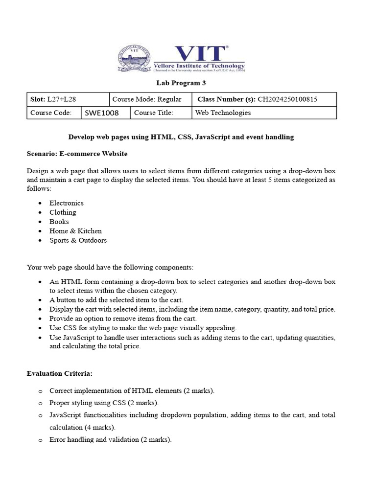 Lab3 Javascript | PDF