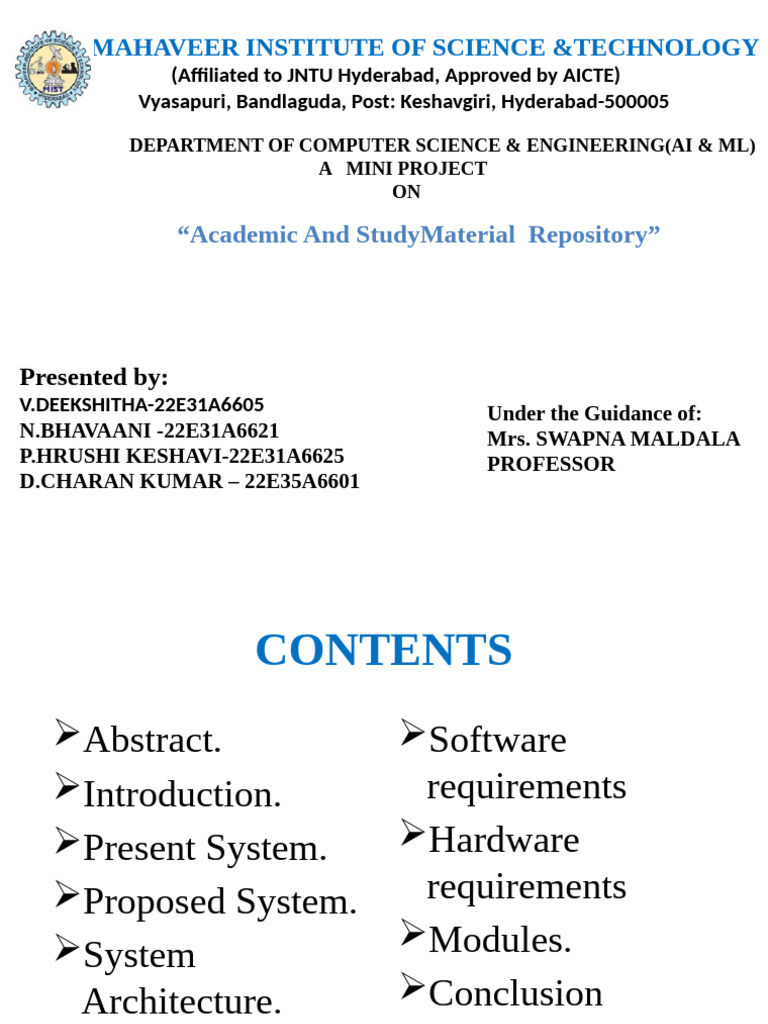 Academic Material Repository Mini Project.... 1 | PDF | Metadata | Information Technology Management