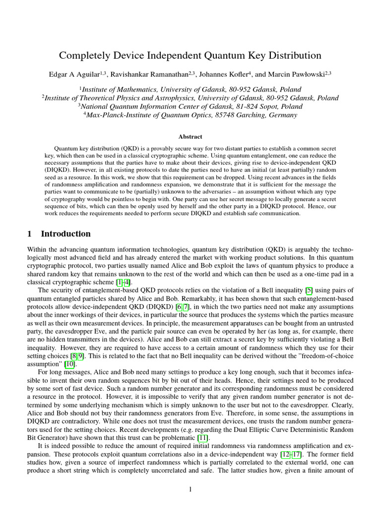 Completely Device-Independent QKD | PDF | Applied Mathematics ...