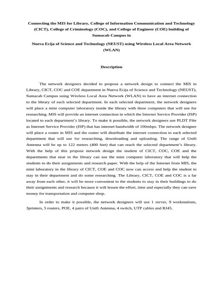 Sample Format for Case Study Laboratory Internet | PDF
