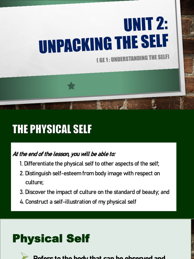 Unit 2 Unpacking The Self 1 | PDF | Self Esteem | Beauty