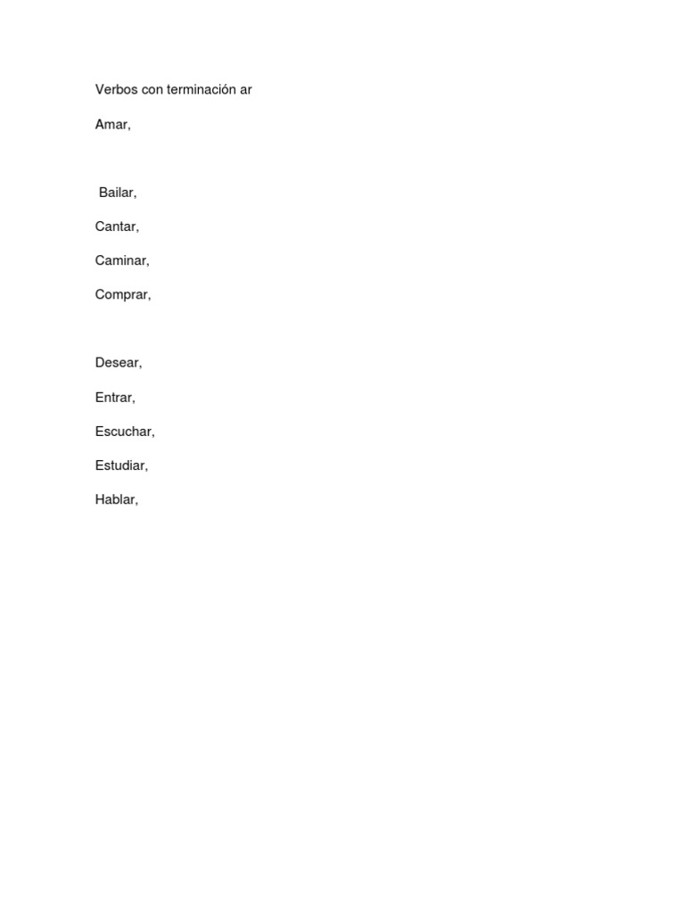Verbos Con Terminación Ar | PDF