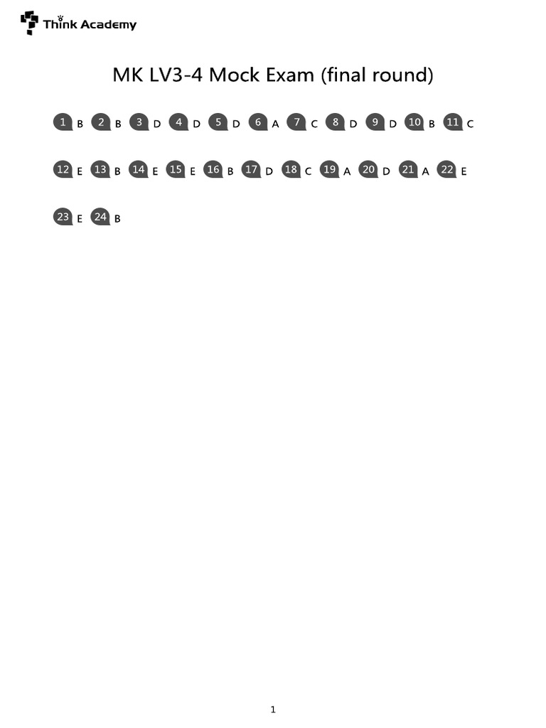 MK LV3-4 Mock Exam (Round 4) (Answer) | PDF