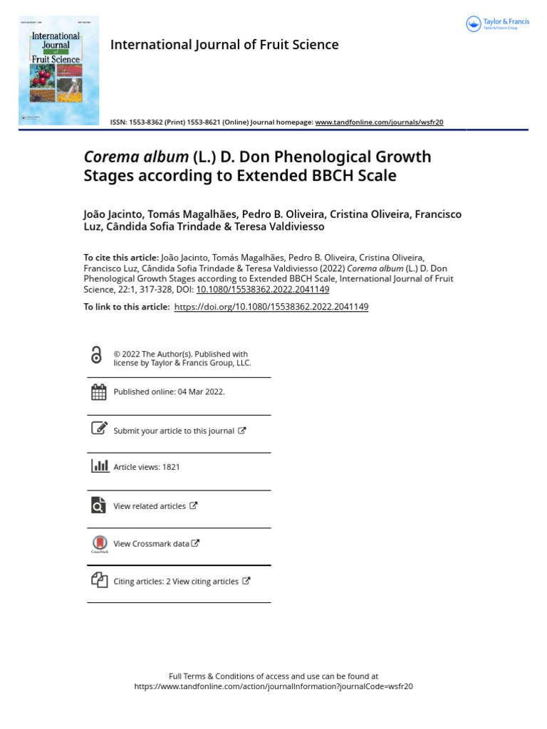 Corema Album L. D. Don Phenological Growth Stages According To Extended ...