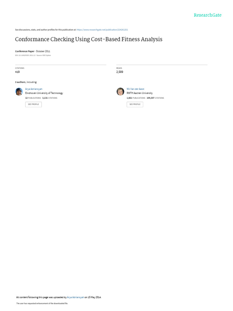 Conformance Checking Using CostBased Fitness Analysis | PDF | Mathematical Concepts | Mathematics