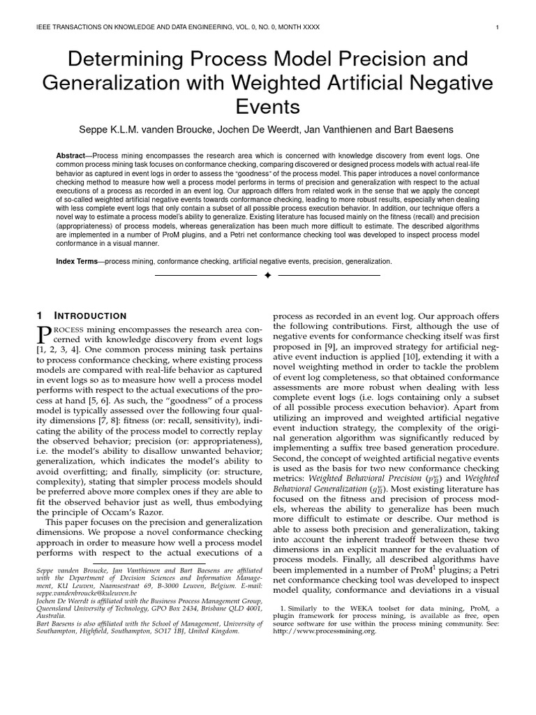 Process Model Precision & Generalization | PDF