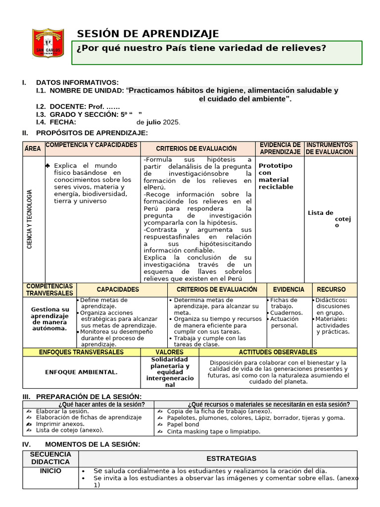 CIENCIA yTEC - Variedad Relieves.3-7 - 2025 | PDF | Montañas | Terreno