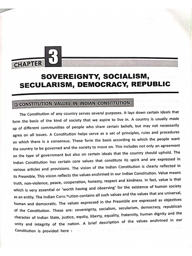 Chap 3 Sovereignty, Socialism, Secularism, Democracy, Republic | PDF