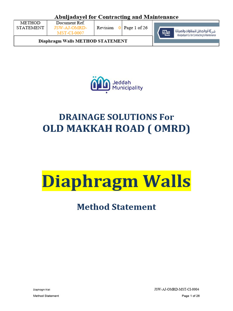 Diaphragm Walls Method Statement Guide | PDF | Structural Engineering ...