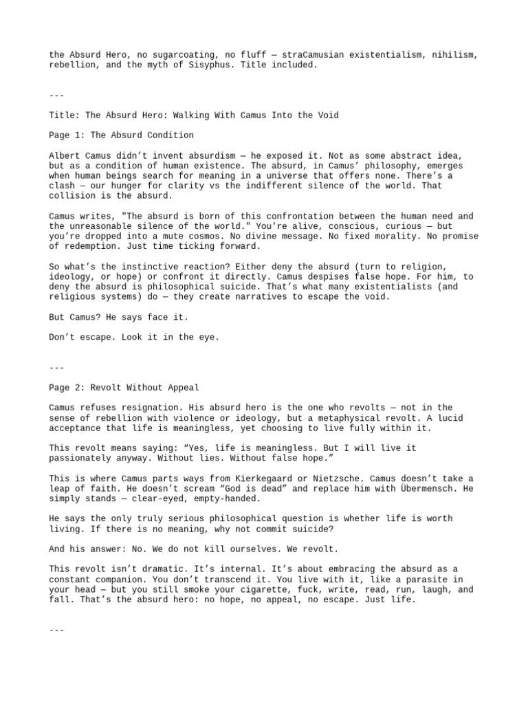 Understanding the Absurd Hero | PDF | Albert Camus | Metaphysics
