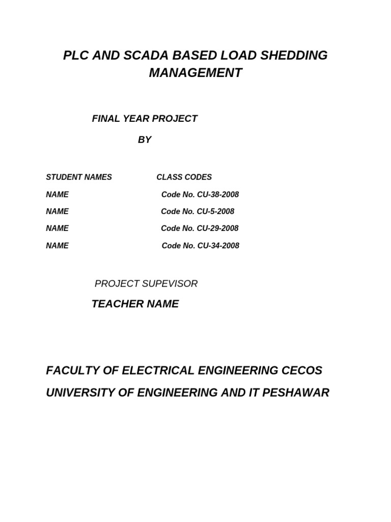 PLC and SCADA Based Load Shedding Management Thesis Report Dissertation | PDF | Programmable ...