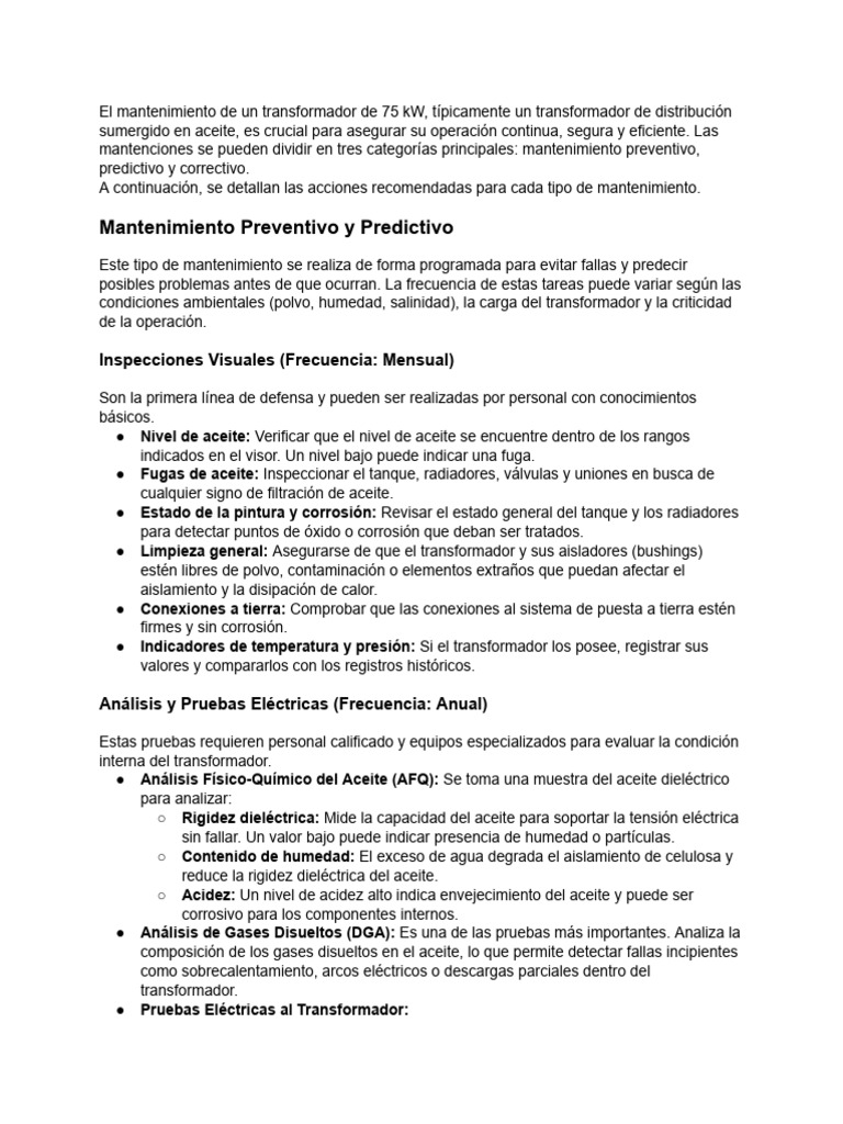 Qué Mantenciones Se Le Deben Hacer A Un Transforma... | PDF | Aislador ...