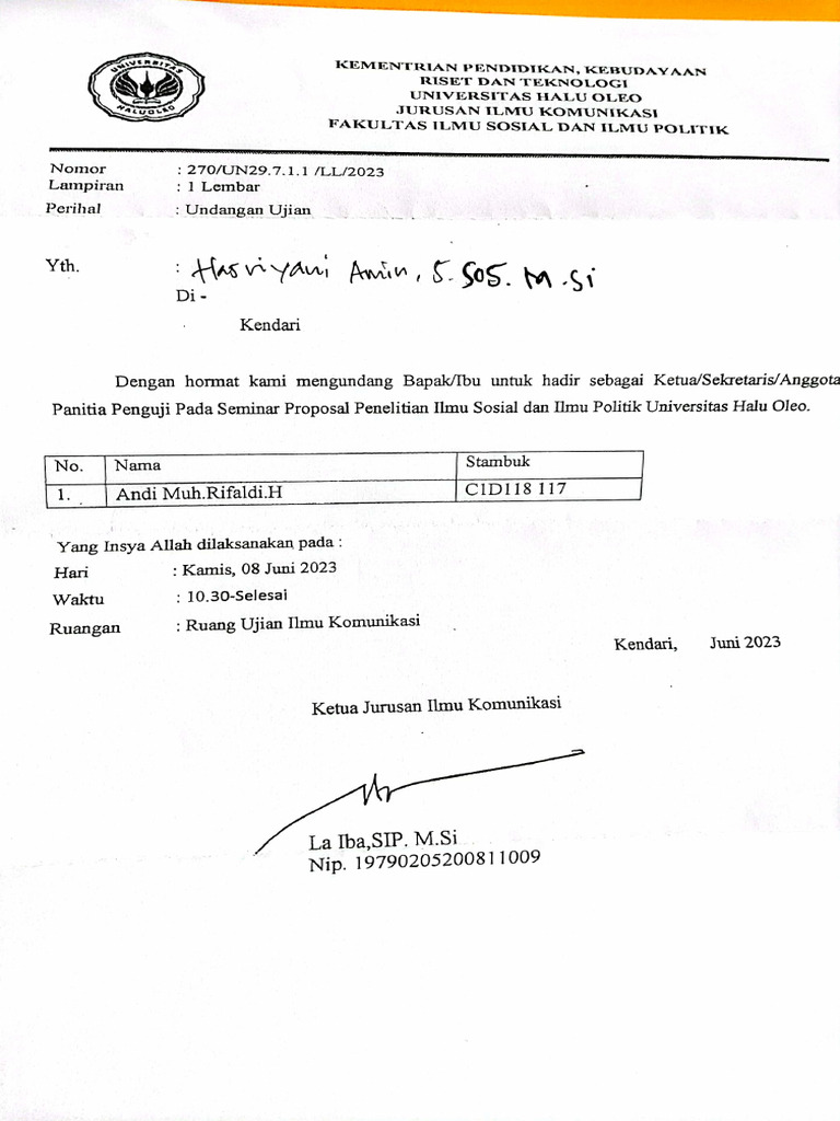 Scan SK & Undangan Proposal Andimuh - Rifaldi | PDF