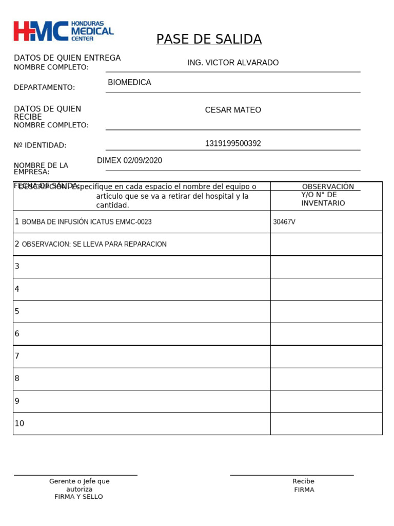 Pase de Salida | PDF