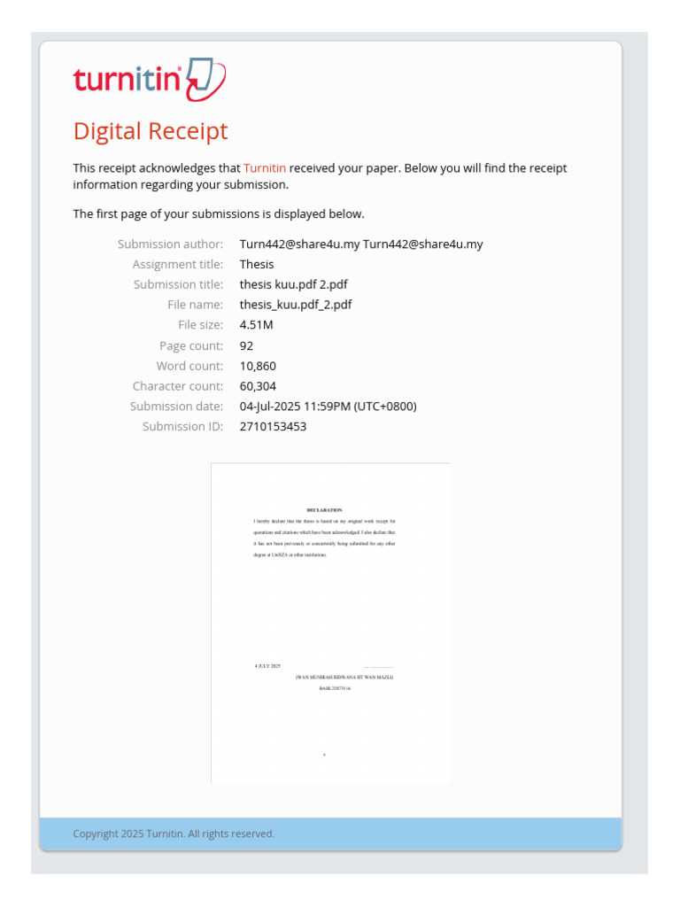 Turnitin Submission Digital Receipt | PDF