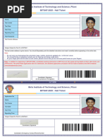 BITSAT-2024 Hall Ticket Instructions | PDF