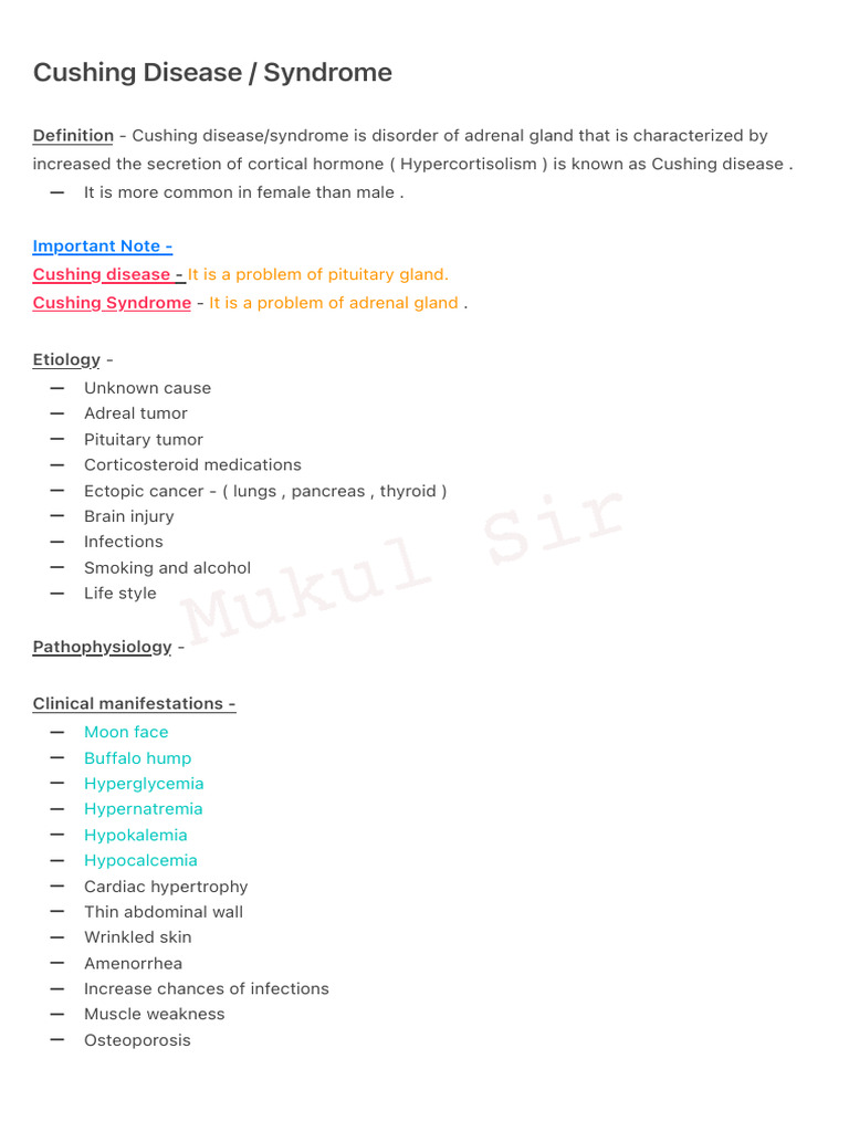 Cushing Disease - Syndrome | PDF