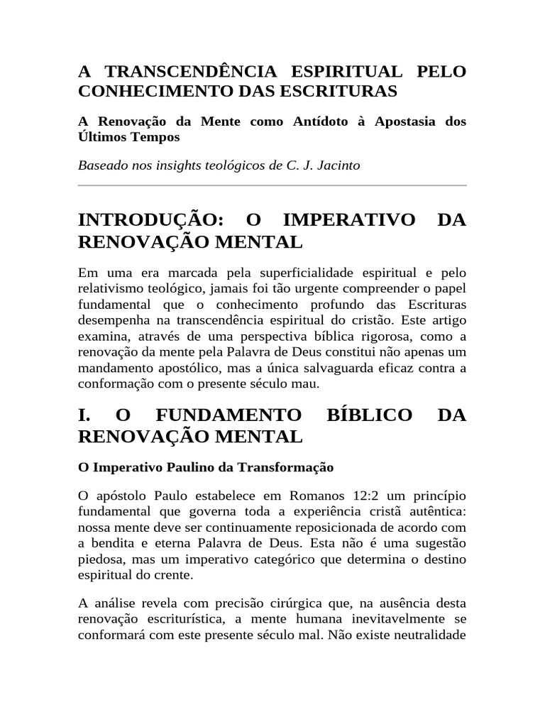 Transcendência Espiritual e Escrituras | PDF | Pecado | Transcendência ...