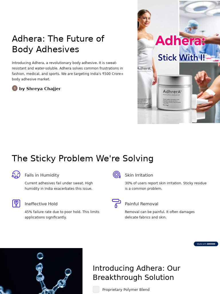 Adhera The Future of Body Adhesives | PDF