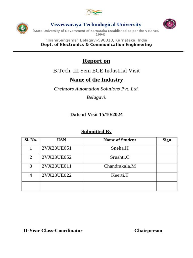 Report On: B.Tech. III Sem ECE Industrial Visit | PDF | Warehouse | Numerical Control