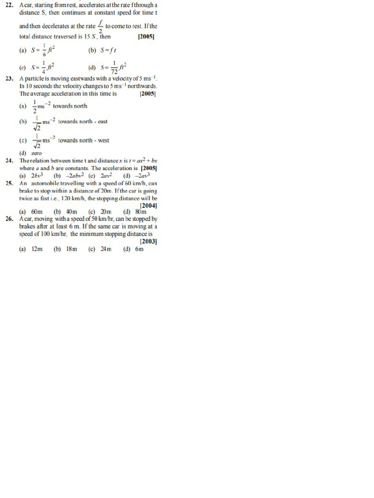 Motion in Straigh Line Pyq2 | PDF