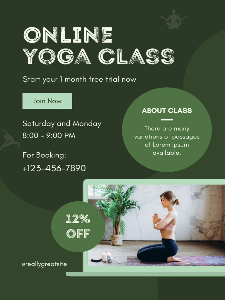 Green Simple Yoga Class Promotion Flyer | PDF