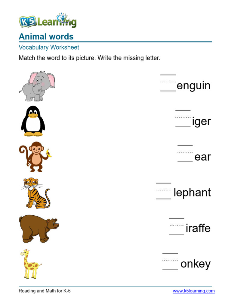 Vocabulary L1.3-Animals | PDF